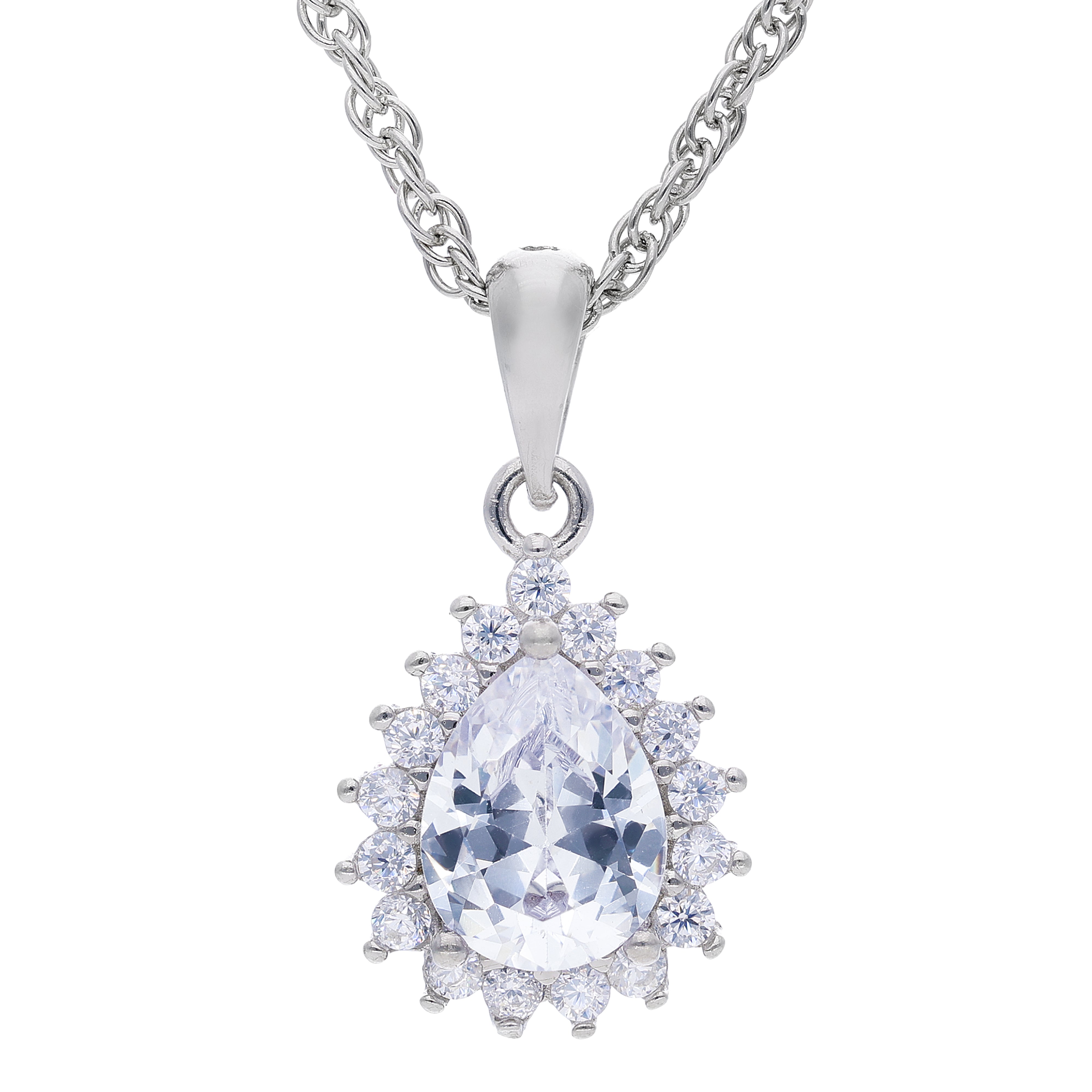 Shiny Pear Shape Silver Pendant – DEESSA JEWELLERS