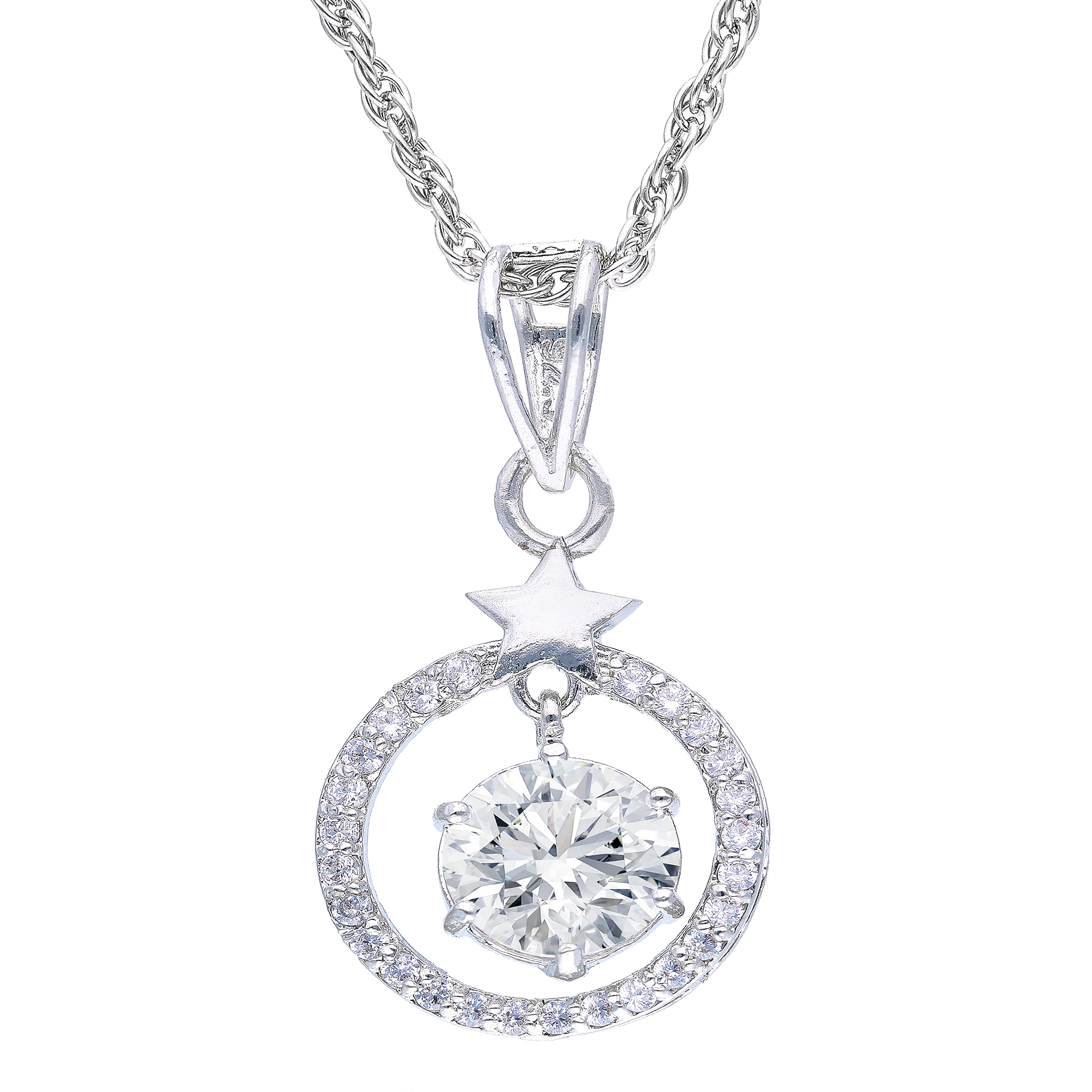 Shiny Round Star Shape Silver Pendant – DEESSA JEWELLERS