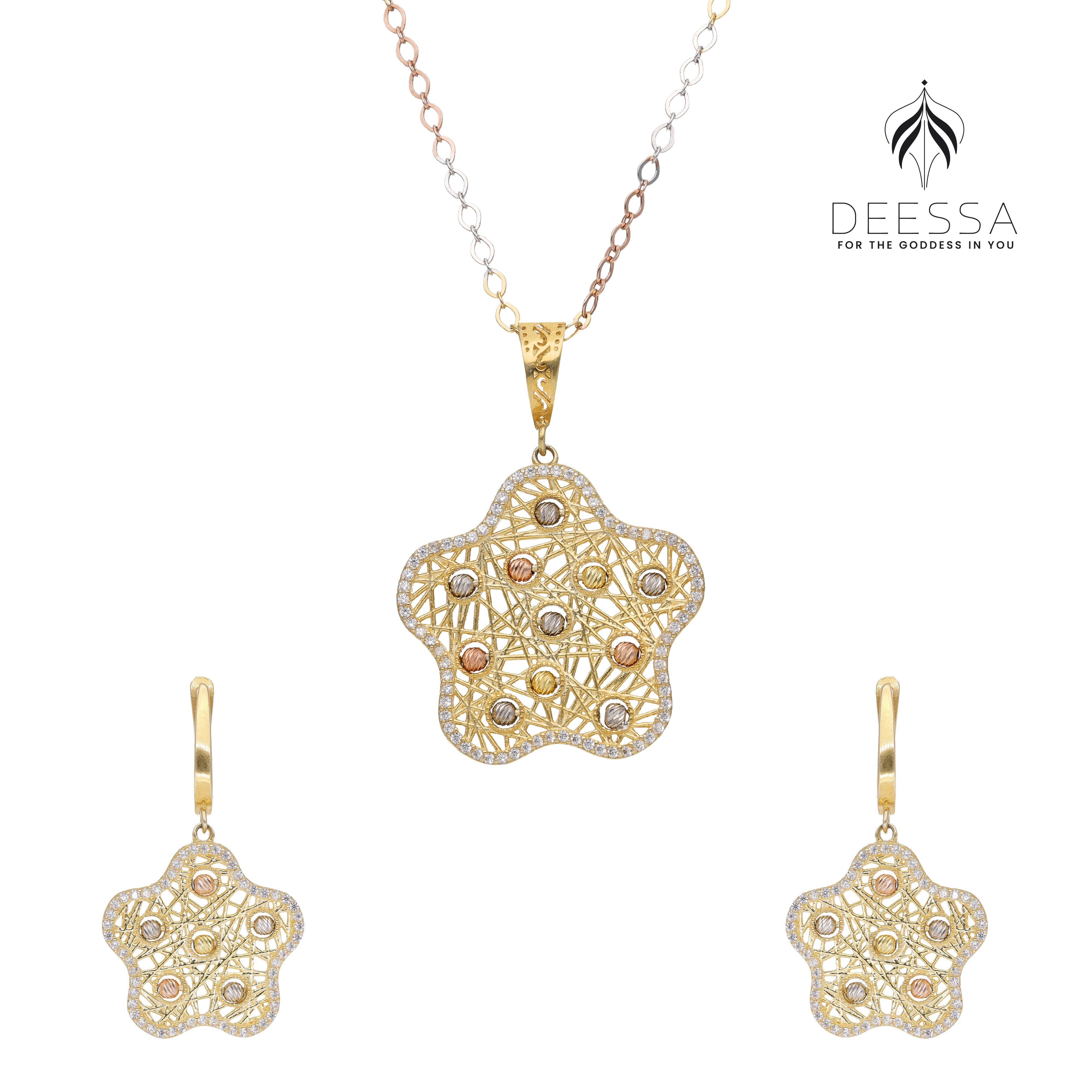 Shiny Star Filigree Shape Gold jewellery Sets – DEESSA JEWELLERS